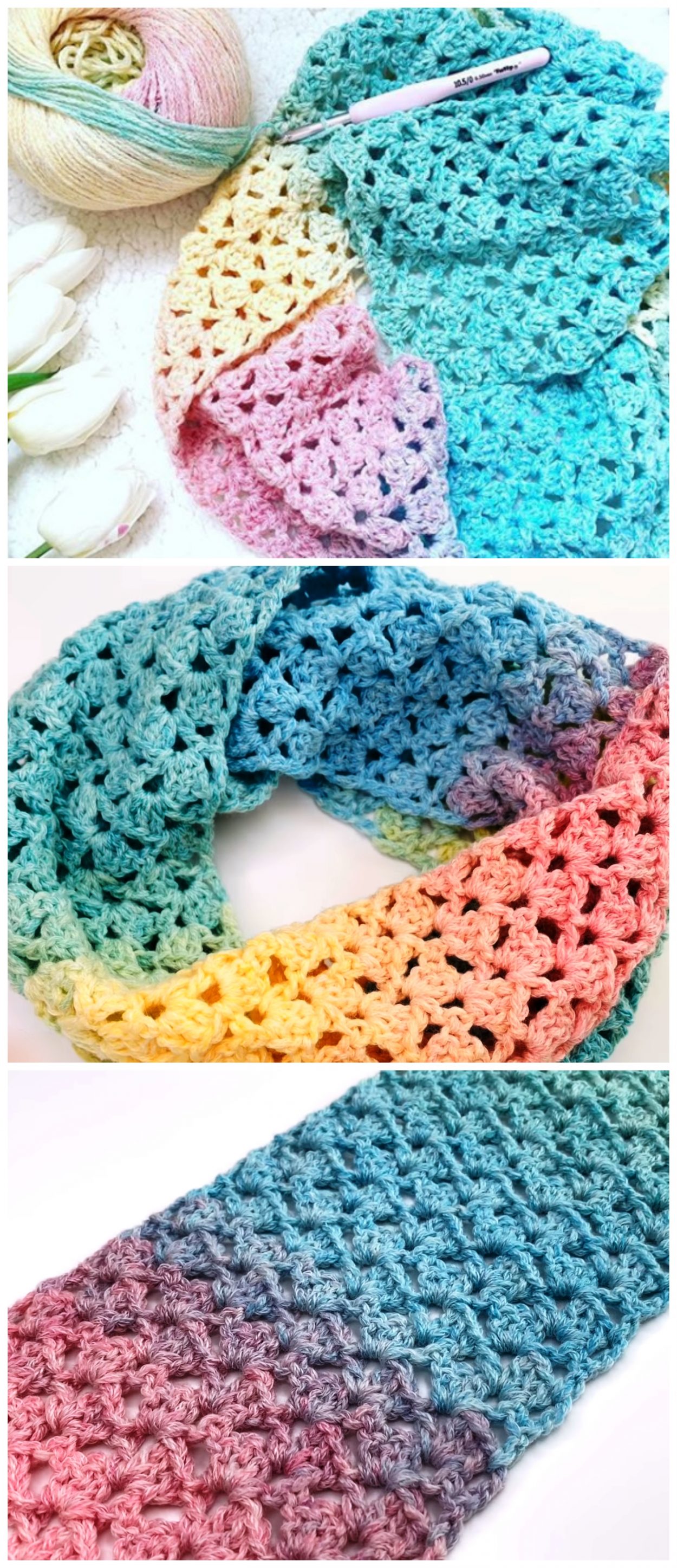 Crochet Fast And Easy Spring Colored Scarf - We Love Crochet