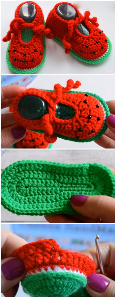 Crochet Watermelon Baby Shoes In 15 Minutes - We Love Crochet