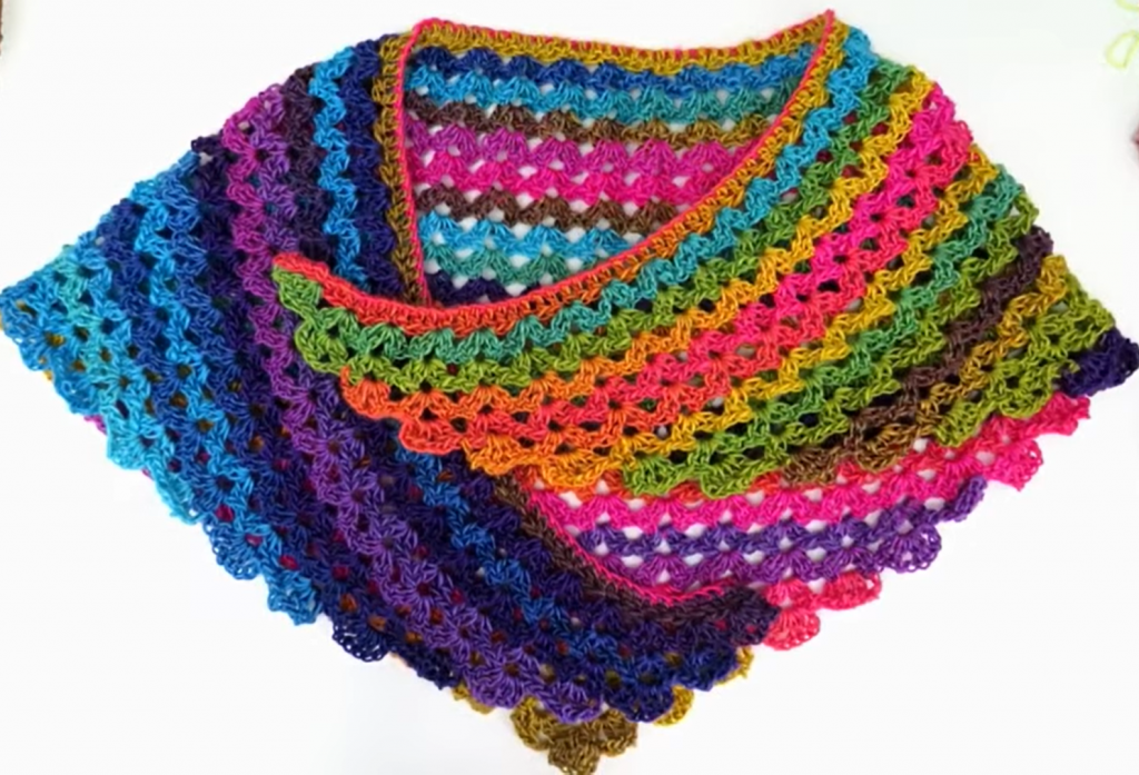 Crochet Stylish Shawl In Rainbow Colors - We Love Crochet
