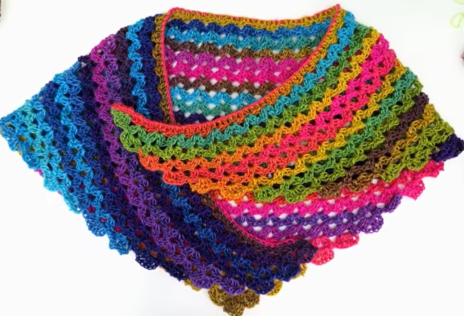 Crochet Stylish Shawl In Rainbow Colors - We Love Crochet