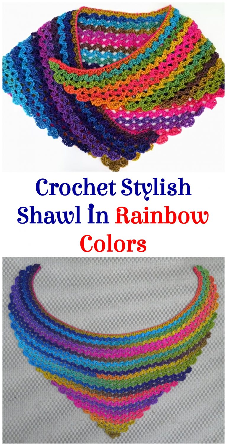 Crochet Stylish Shawl In Rainbow Colors - We Love Crochet