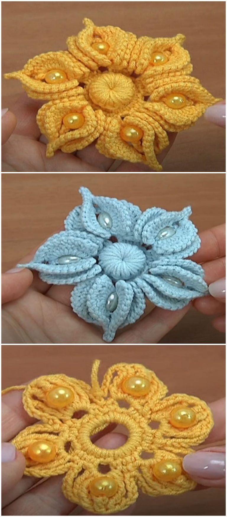 Crochet Lovely Flower With Beads - We Love Crochet