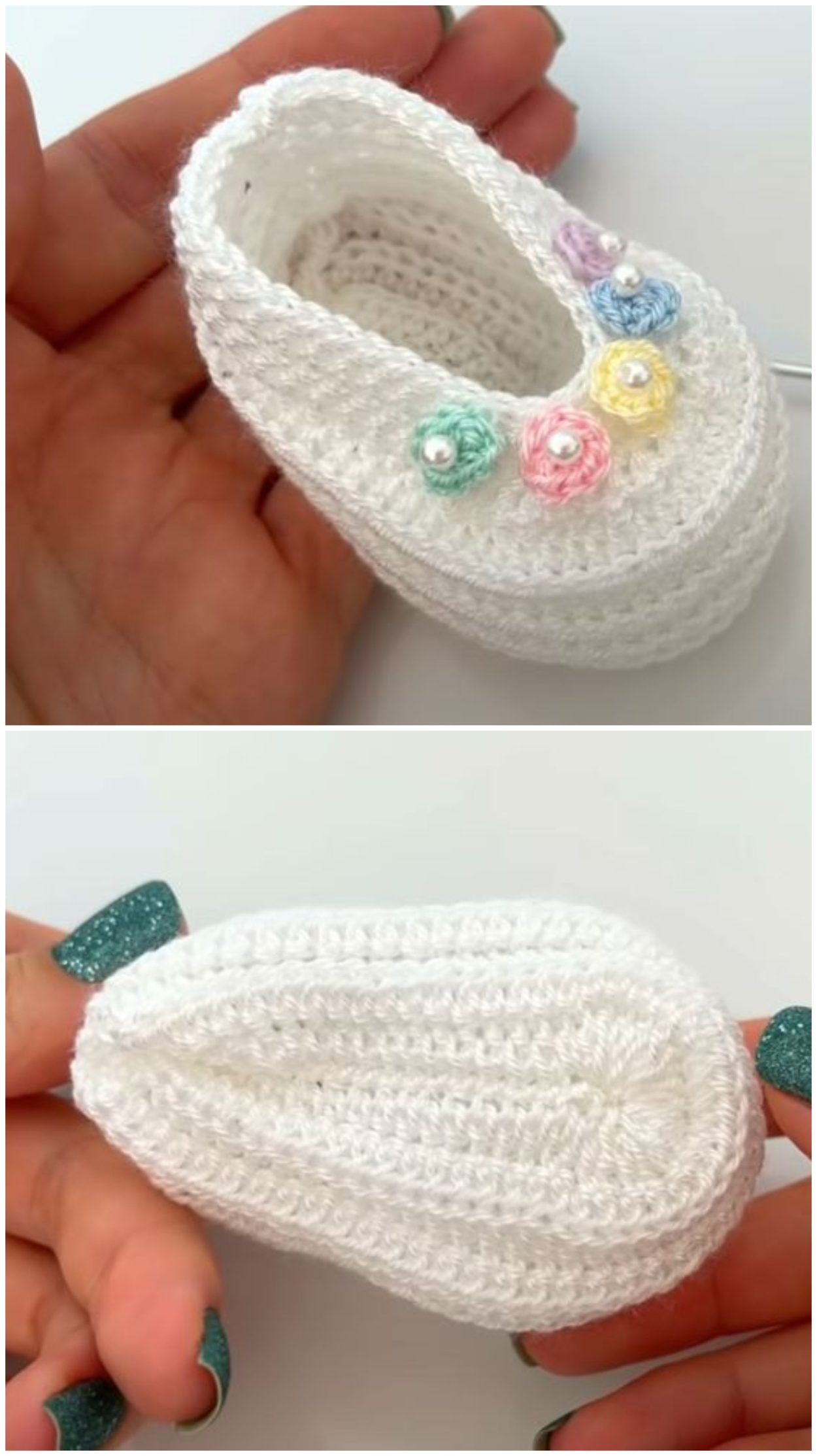 Crochet Baby Shoes With Tiny Flowers - We Love Crochet