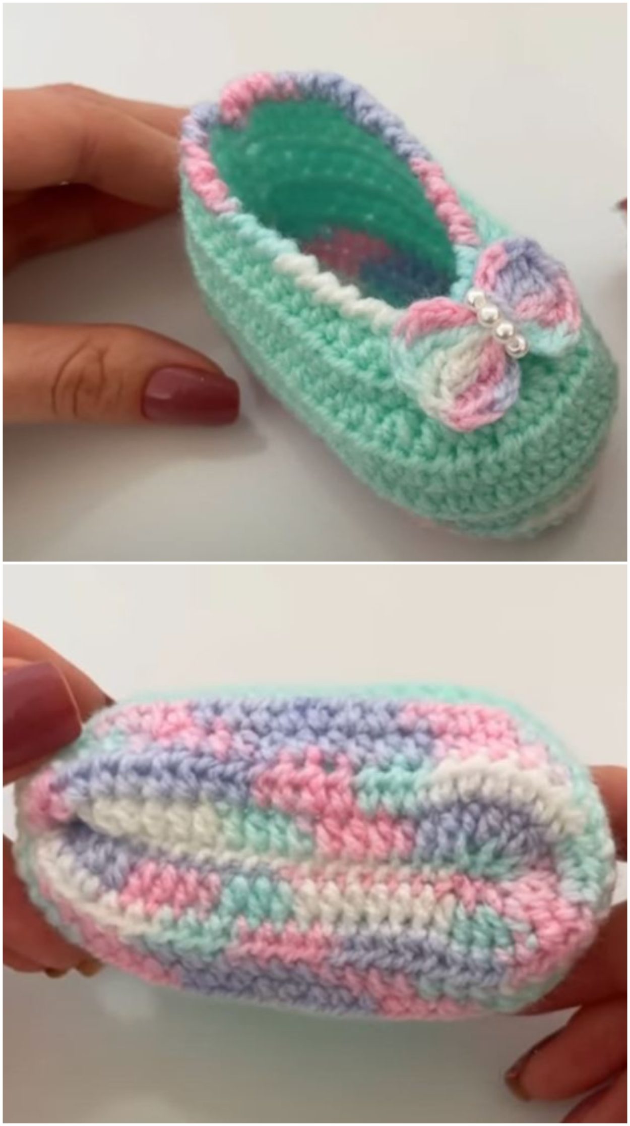 Crochet Beautiful Shoes With Tiny Bow - We Love Crochet