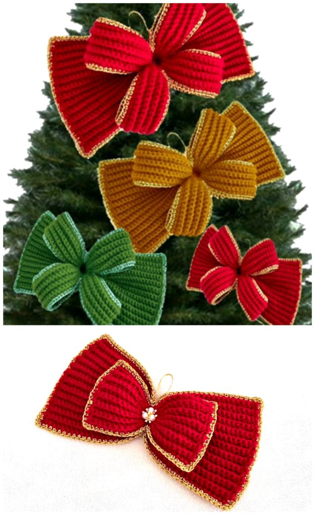 Crochet Christmas Tree Ornament Ribbon - We Love Crochet