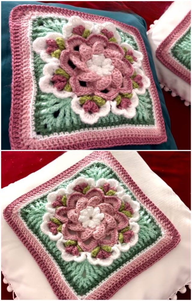 Crochet Granny Square With Spring Flower - We Love Crochet